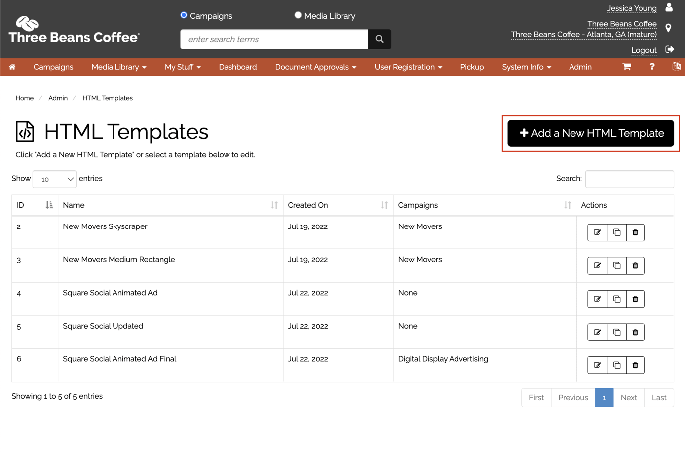 Installing an HTML Template